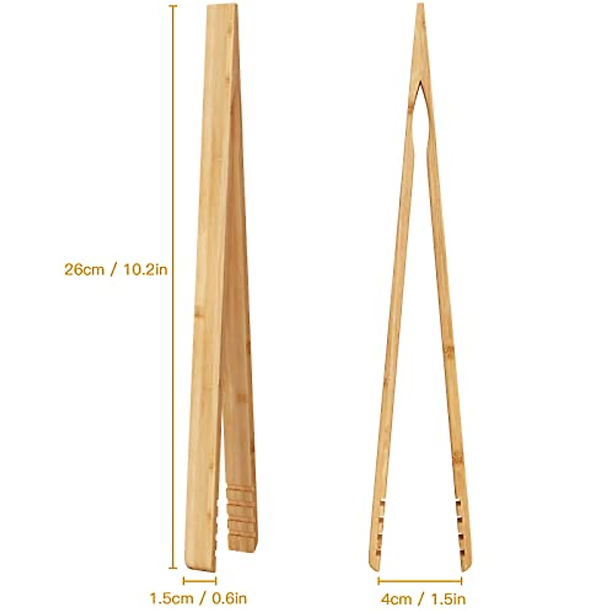 2 Pieces Bamboo Toast Tongs, 10.2 Inches Long Wood Toaster Tongs with Anti-slip Design, Tongs for Cooking with Cooking Oil Coating, Eco-friendly