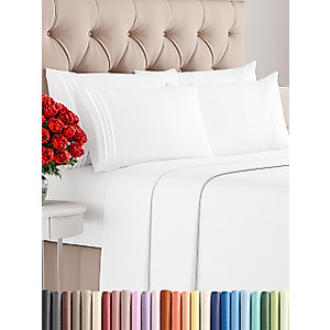 Full 6 Piece Sheet Set - Comfy, Breathable & Cooling - Hotel Luxury Bedding for Women, Men, Kids & Teens - 1 Flat & 1 Fitted Sheet & 4 Pillowcases w/ Deep Pockets - Ultra-Soft and Wrinkle Free - White