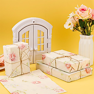 30pcs Rose Tissue Paper, 14x20 Inch Packaging Tissue Paper Gift Wrap Paper Retro Rose Tissue Paper Sheets for Gift Bag Packaging Wedding Birthday Party