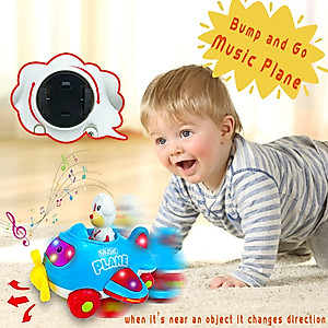 Baby Toys for 1 Years Olds, Bump & Go Baby Toys 12-18 Months Plane Musical Toys with Music Light-Up Airplane Toddlers Toys for 6+ Months Baby Crawling Toys Christmas Birthday Gifts