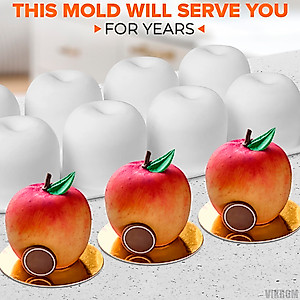 Round Silicone Molds for Chocolate - 8 Cavity Apple Mold 3d Silicone Molds for Baking Molds Silicone Shapes Ice Cream Cake Candy Molds Silicone - White Chocolate Dessert Molds Cake Baking Supplies