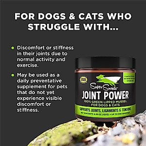 Super Snouts Joint Power 100% Green Lipped Mussels for Dogs & Cats - Dog Joint Supplement Powder Supports Joints, Tendons, Ligaments (2.64 oz)