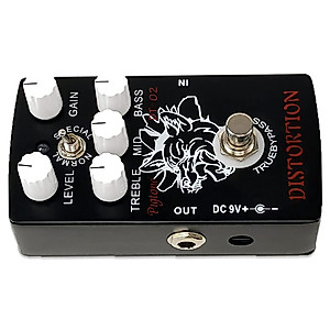 pigtone Distortion Guitar Pedal, Distortion Guitar Pedal for Electric Guitar Effect Natural Tight Pedal True Bypass Black PP-30