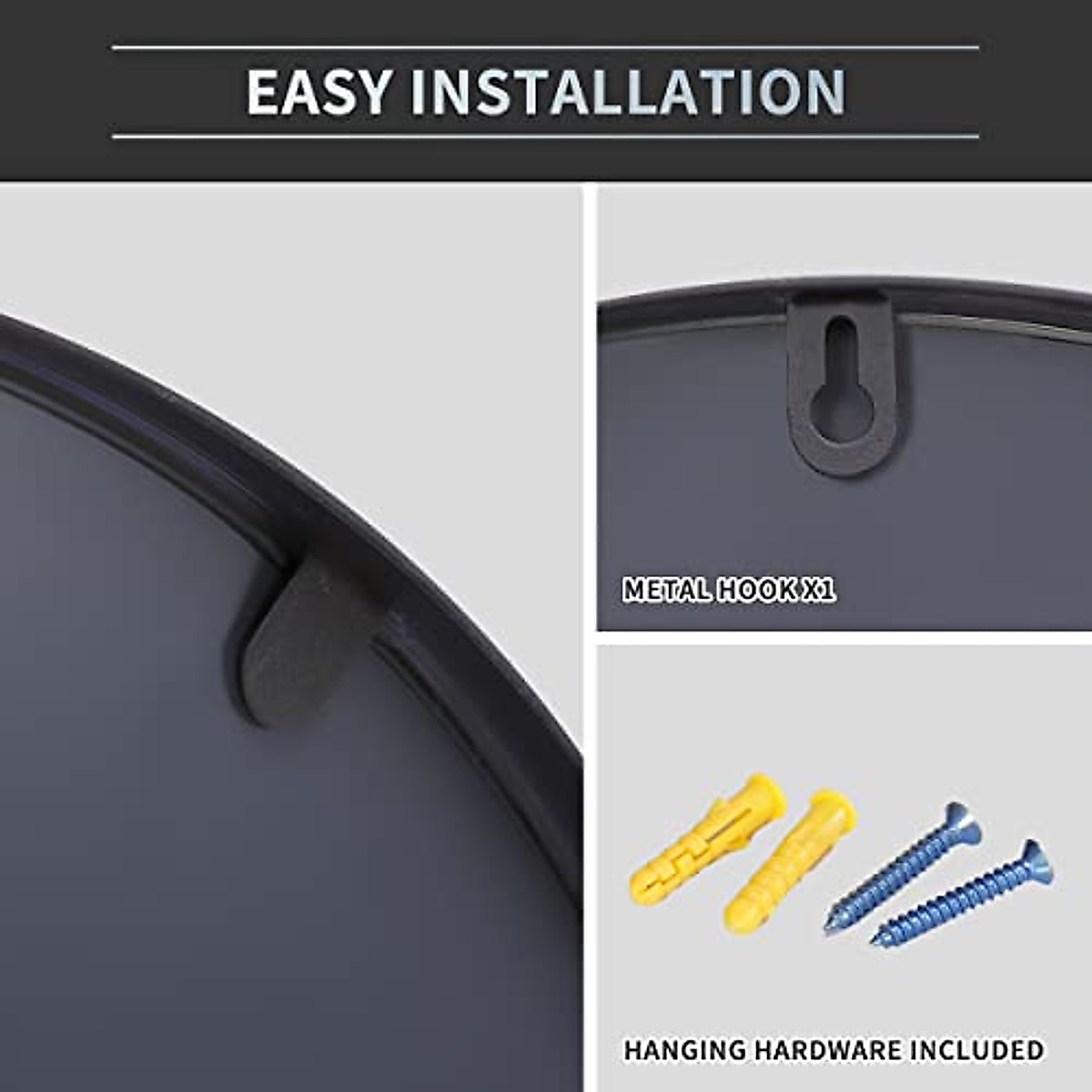 ZenStyle Black Circle Wall Mirror 18 Inch Round Wall Mirror with Metal Frame for Entryways, Bathrooms, Living Rooms, Wall Decor, Farmhouse, Makeup Vanity (Black, 18" x 18")