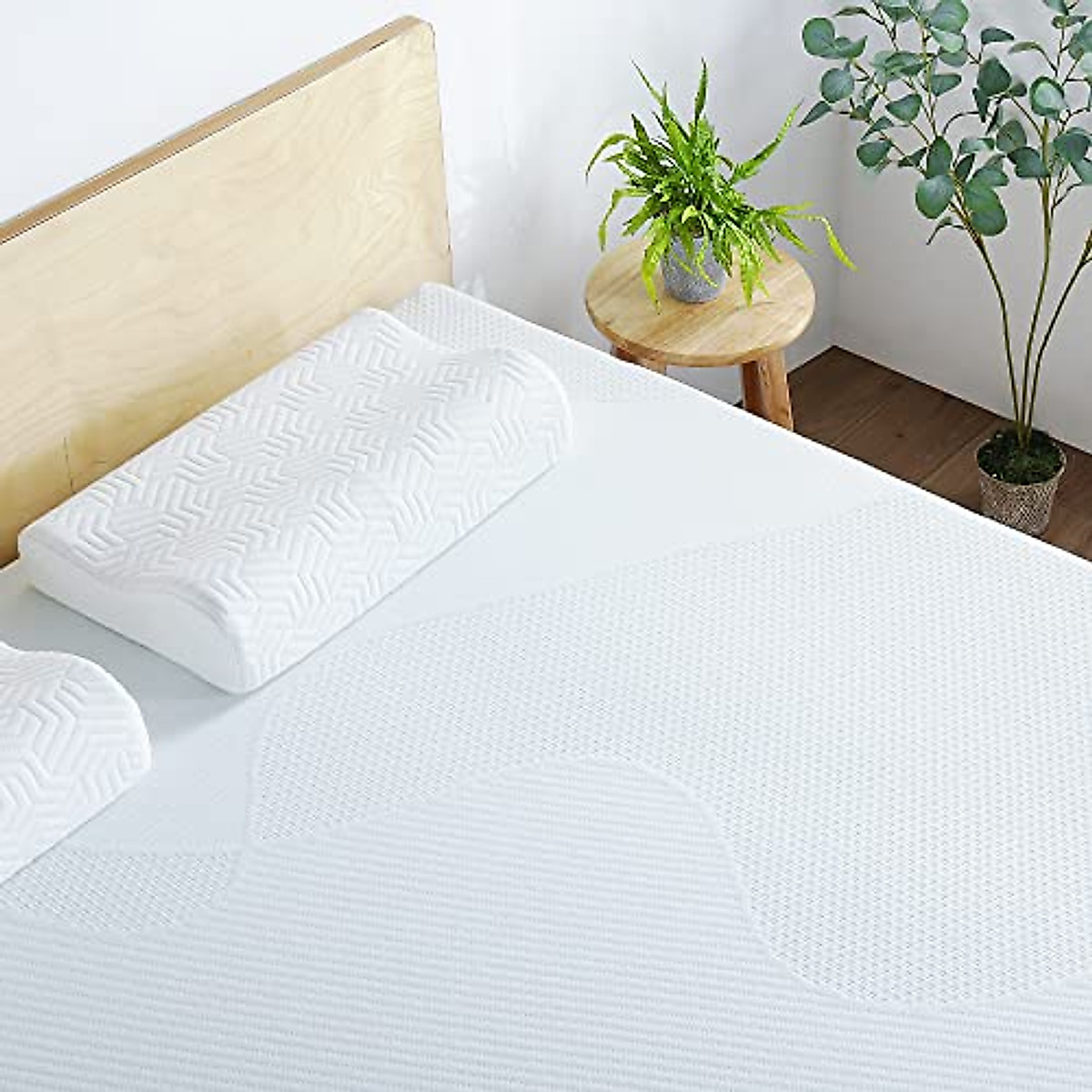 Olee Sleep 4 Inch Memory Foam Topper, Queen, White