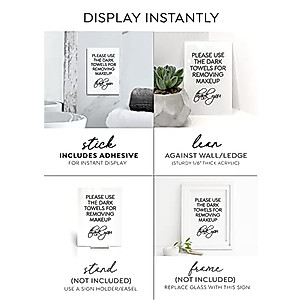 4x6 Inch Please Use Dark Towels for Removing Makeup Designer Sign ~ Ready to Stick, Lean or Frame