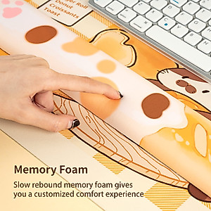 GeekShare Cute Bakery Cat Wrist Rest Support Mouse Pad Set- Non-Slip Base and Lightweight Memory Foam Wrist Rest Desk Mat for Keyboard and Mouse, Perfect for Gaming,or Home Office Work