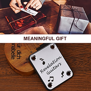 Custom Engraved Text/Name Guitar Neck Plate Personalized Plate Plain with Crews Chrome for ST Strat Tele Basses Replacement for Electric Guitar Accessories Gifts