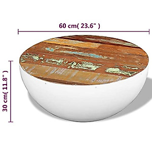 SLGSDMJ Vintage Coffee Table Two Piece Bowl Shaped Coffee Table Set Round Wooden Tabletop Side End Table for Living Room Solid Reclaimed Wood