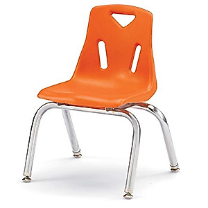 Jonti-Craft Berries 8142JC6114 Stacking Chairs with Chrome-Plated Legs, 12" Height, Orange, Pack of 6