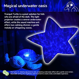 Cloud b Ocean Projector Nightlight with White Noise Soothing Sounds | Adjustable Settings and Auto-Shutoff | Tranquil Turtle™ - Aqua