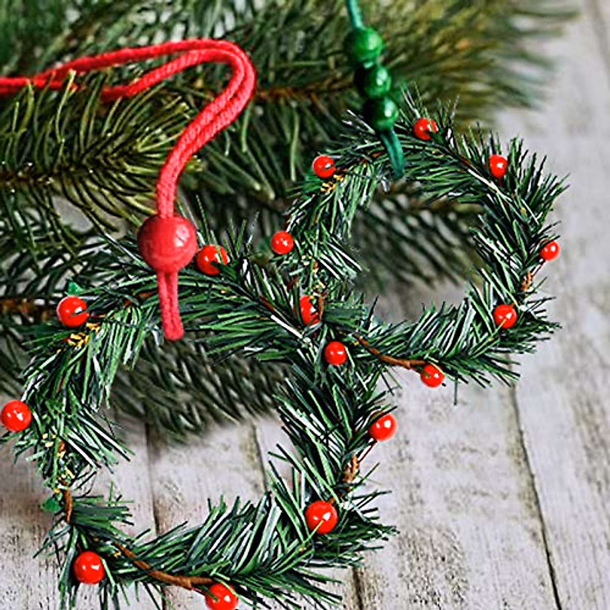 Artflower 12 Pcs Christmas Candle Rings Wreath Mini Christmas Wreath with Red Artificial Berry Christmas Pine Wreath Candle Holder Rings for Christmas Holiday Table Decorations (3 inch)