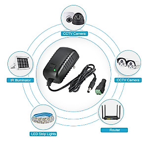 AC Adapter, YIFENG 12V / 2A AC DC Switching Power Supply Adapter(Input 100-240V, Output 12V 2A) with DC Connector Gift