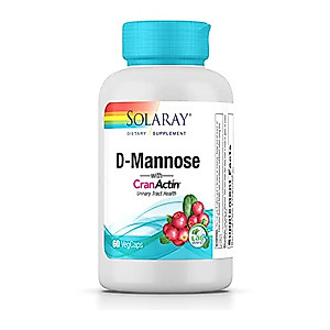 SOLARAY D-Mannose with CranActin Cranberry Supplement 400mg, Urinary Tract Health & Bladder Support Capsules with Vitamin C for Immune Function, Vegan, 60 Day Guarantee, 30 Servings, 60 VegCaps