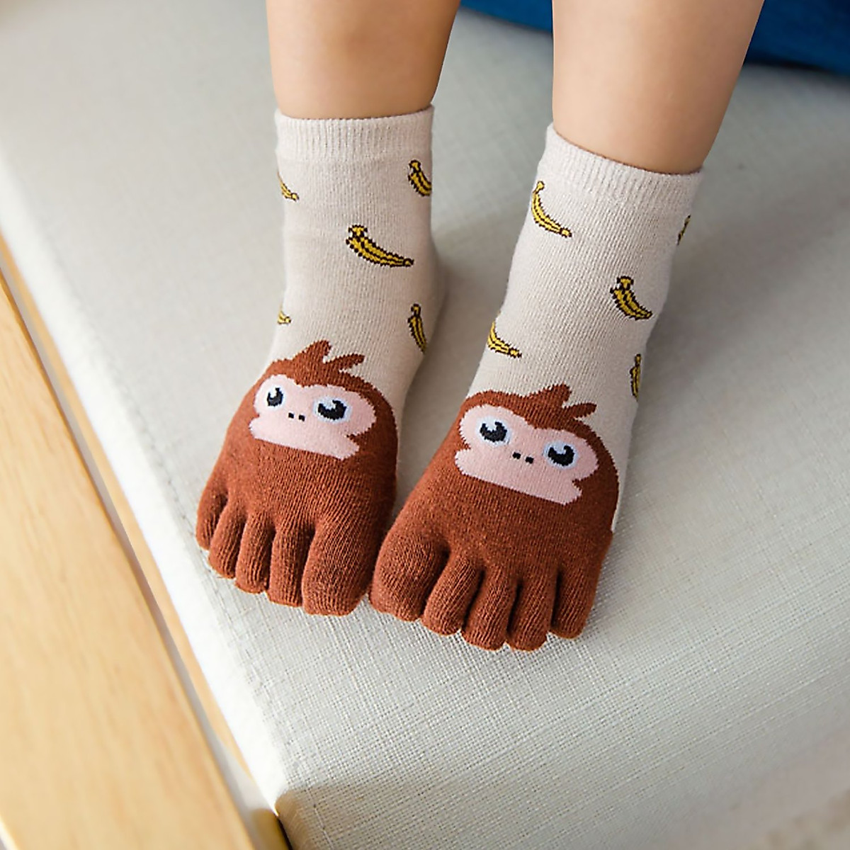 Artfasion Kids Toe Socks Toddler Cute Cotton Cartoon Animal Dog Cat Ankle Five Finger Socks for Girls and Boys