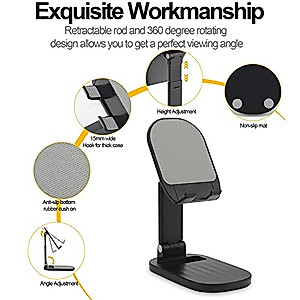 Fanlory Foldable Phone Stand for Desk - Adjustable Height Cell Phone Holder Portable Cellphone Cradle Desktop Dock Compatible with iPhone 13 Pro Max Mini, 12 11 XR X 8 7 6 Plus SE, 4-8'' Smartphone