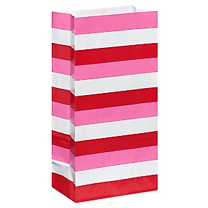 American Greetings 10.375" Valentine's Day Goodie Bags, Hearts and Stripes (16-Bags)