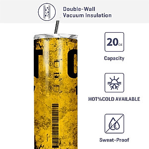 SupBo 20oz Skinny Tumbler With Lid and Straw, Gifts for Man, Dad Birthday Gifts, Travel Mug For Father, Stainless Steel, Double Wall, Vacuum Sealed Travel Mug (Oil Filter Dirty)