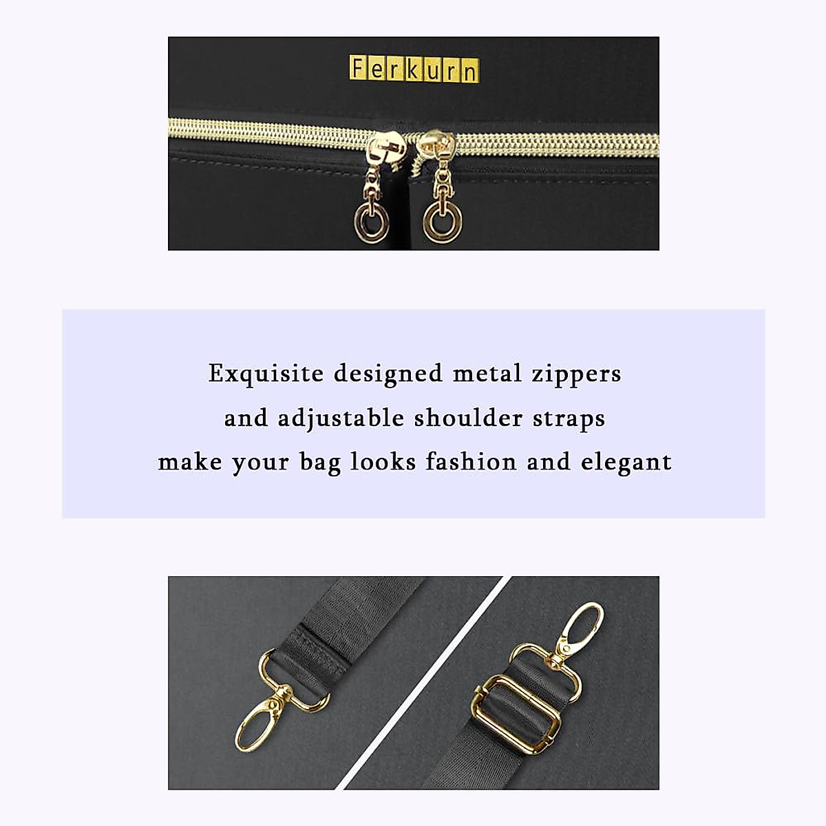 Ferkurn Laptop Bag Case 17 17.3 Inch Women Men Computer Bag for HP Envy Pavilion Omen/LG Gram/MSI/Dell XPS/Thinkpad/ASUS TUF Vivobook/Acer, Shoulder Strap Carrying Briefcase Messenger Bag, Black