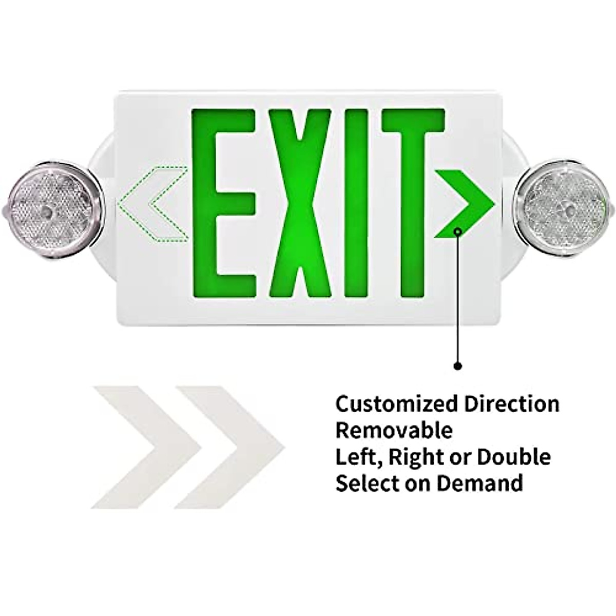 Pendtlit LED Exit Sign Emergency Lights, Green Emergency Exit Light with 2 Adjustable Head Lights, Commercial Emergency Exit Lighting Combo with Battery Backup for Business, UL Listed (6 Pack)