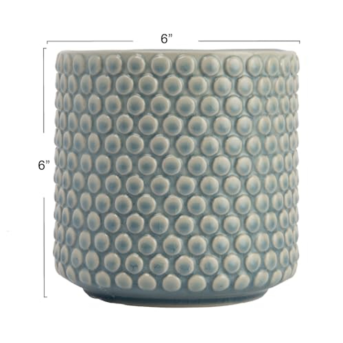 Bloomingville Coastal Stoneware Pot with Raised Dots and Crackle Glaze, Sky Blue, 6"