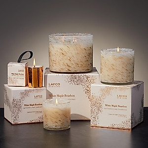 LAFCO New York 2024 Holiday 3-Wick Candle, White Maple Bourbon - 30 oz - 120-Hour Burn Time - Reusable, Hand Blown Glass Vessel - Made in The USA