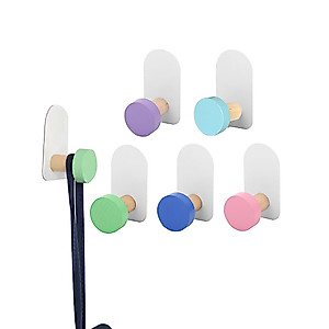 Adhesive Hooks, Wall Mount Adhesive Key Hooks for Decorative Holder Rack Self Towels, Hats, Shower, Kitchen, Living Room, Office(Macaron)