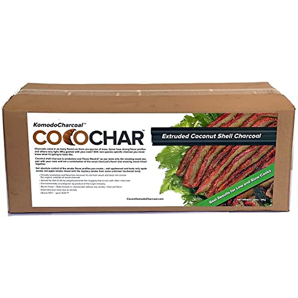 Komodo Kamado Cocochar Coconut Shell Charcoal Premium Natural & Sustainable ~ Smokeless/Neutral Flavored Grilling/Smoking Carbon BBQ - 22lb Box