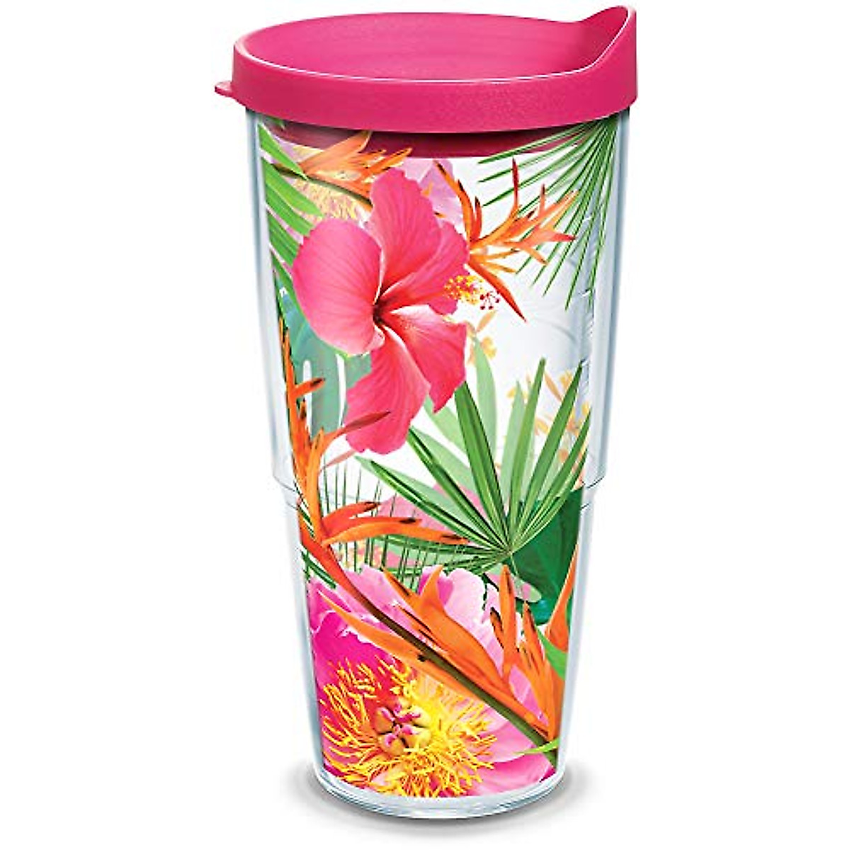 Tervis Tropical Hibiscus Photo Made in USA Double Walled Insulated Tumbler Travel Cup Keeps Drinks Cold & Hot, 24oz, Clear