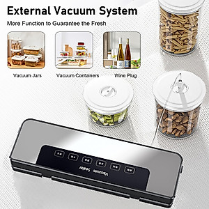 Live Go Food Saver Vacuum Sealer Machine,High-Speed Continuous Working Suction Power Food Sealer with 10 Airtight Bags and Accessory Hose for Food Save and Storage