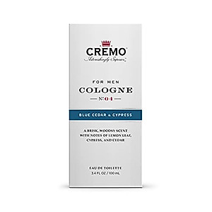 Cremo Blue Cedar & Cypress Cologne Spray, A Woodsy Scent with Notes of Lemon Leaf, Cypress and Cedar, 3.4 Fl Oz