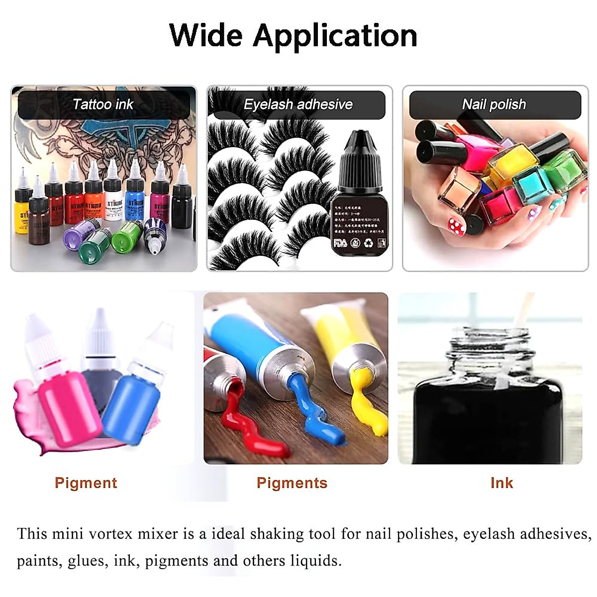 Mini Vortex Mixer Liquid Bottle Polish Shaking Nail Lacquer Shaker Lab Paint Mixer Air Brush Paint Mixer Pigment Shaker Ink Mixer for Paint, Pigment, Gel Polish and Eyelash Adhesive(7000 RPM)