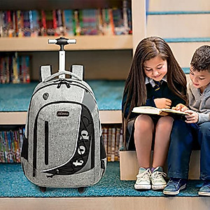 MOHCO Rolling Backpack 18inch with Lunch Bag and Pencil Case Wheeled School Bookbag for Boys and Girls