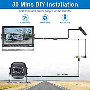 DoHonest RV Backup Camera HD 1080P 7'' LCD Monitor System Infrared Night Vision Waterproof Metal Rear View Cam Adapter for Furrion Pre-Wired RV Truck Trailer Camper Van V22