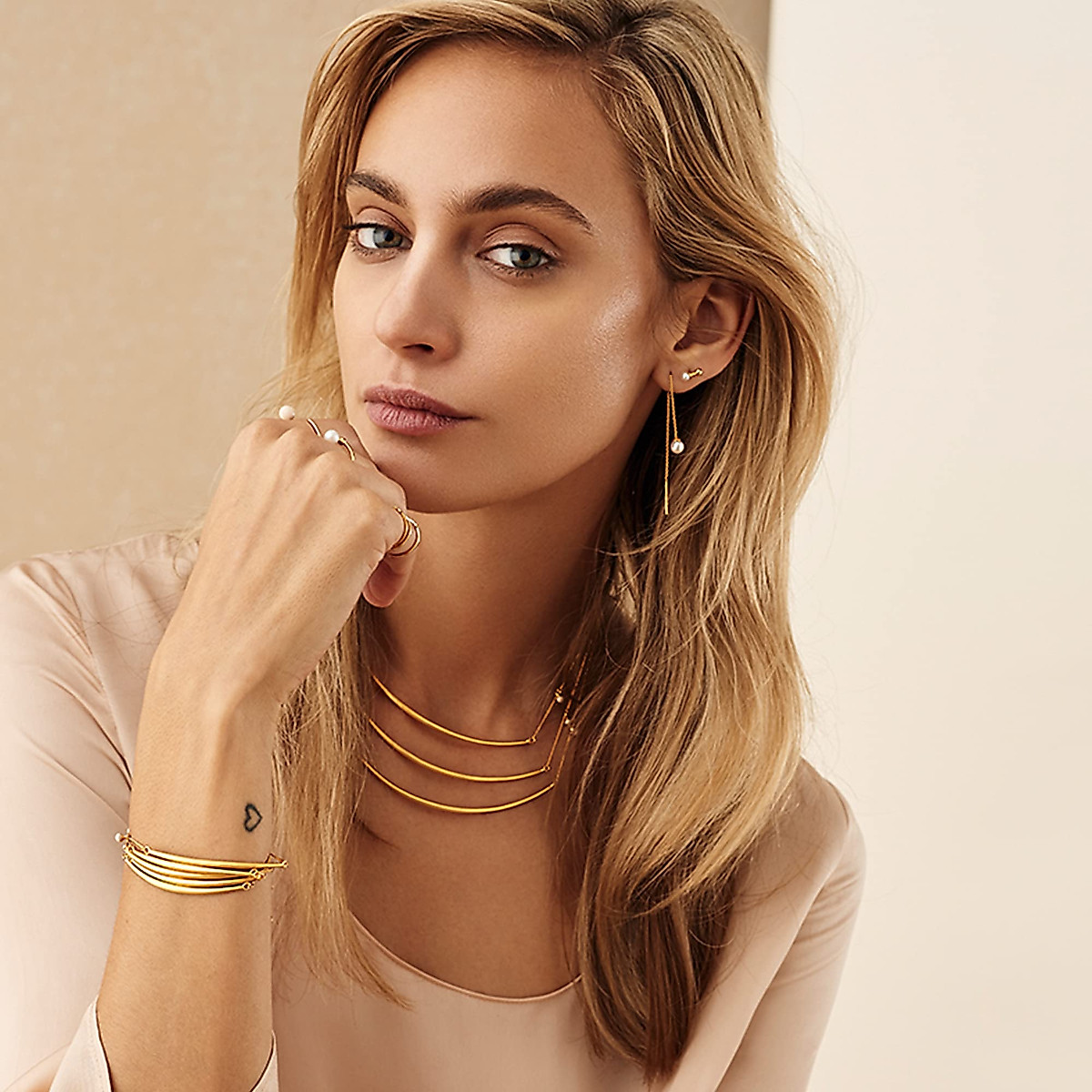 Cowlyn Pearl Tassel Threader Earrings 925 Sterling Silver Long Drop Dangle Ear Line Eardrop Piercing Hypoallergenic Jewelry for Women