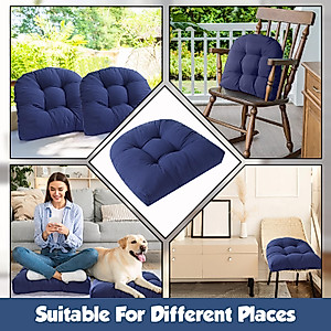 Barydat 4 Pcs Outdoor Chair Cushions 18.9 x 18.9 Inch Patio Furniture Cushion Overstuffed Seat Cushion Chair Pad with Round Corner for Indoor Chair(Royal Blue)