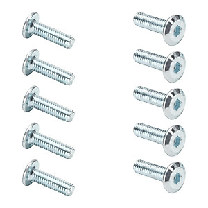 Yinpecly 10PCS M6x20mm Hex Socket Flat Head Screws Furniture Bolts Fastener Countersunk Connector Screws, Full Thread, Carbon Steel, Blue White Tone