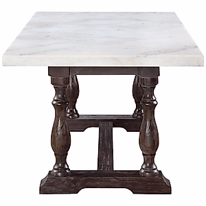 Acme Gerardo 72" Marble Top Dining Table in White and Espresso