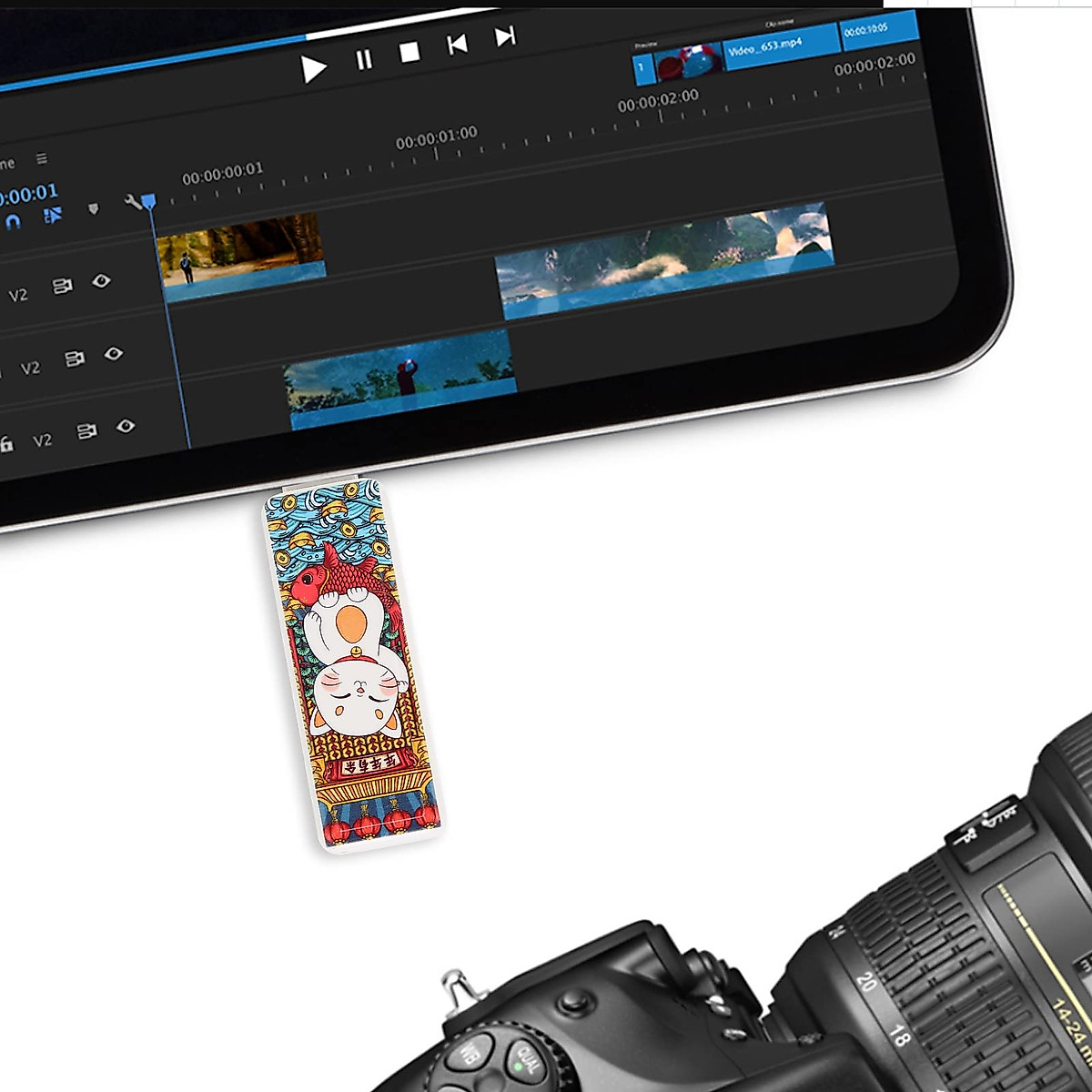 Flash Drive, Portable USB 2.0 Flash Drive with Cute Cat Pattern, Thumb Drives Memory Stick Data Storage Pen Drive for Computer Laptop(128GB)