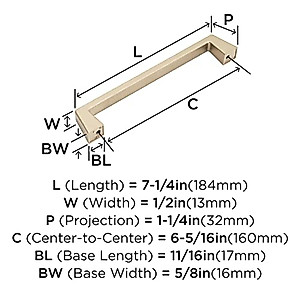 Amerock | Cabinet Pull | Champagne Bronze | 6-5/16 inch (160 mm) Center to Center | Blackrock | 1 Pack | Drawer Pull | Drawer Handle | Cabinet Hardware