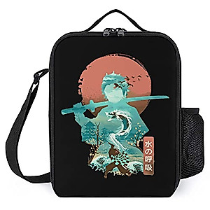 Qtubzad 2PCS Anime Backpack with Lunch Bag,3D Print Backpack 17 Inch,Portable Cartoon Lunch Box for Outdoor/Work/Travel