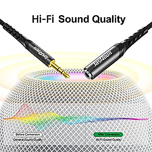 JasRoum 3.5mm Extension Cable, Headphone Extender Cord 6 FT Male to Female 3.5 mm Aux Headset Extension Audio Cables for Earphone iPhone iPad Smartphone Tablets Media Players