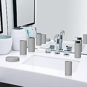 5Piece Bathroom Accessories Set Soap Dispenser Luxury Soap Dish for Office, Gray