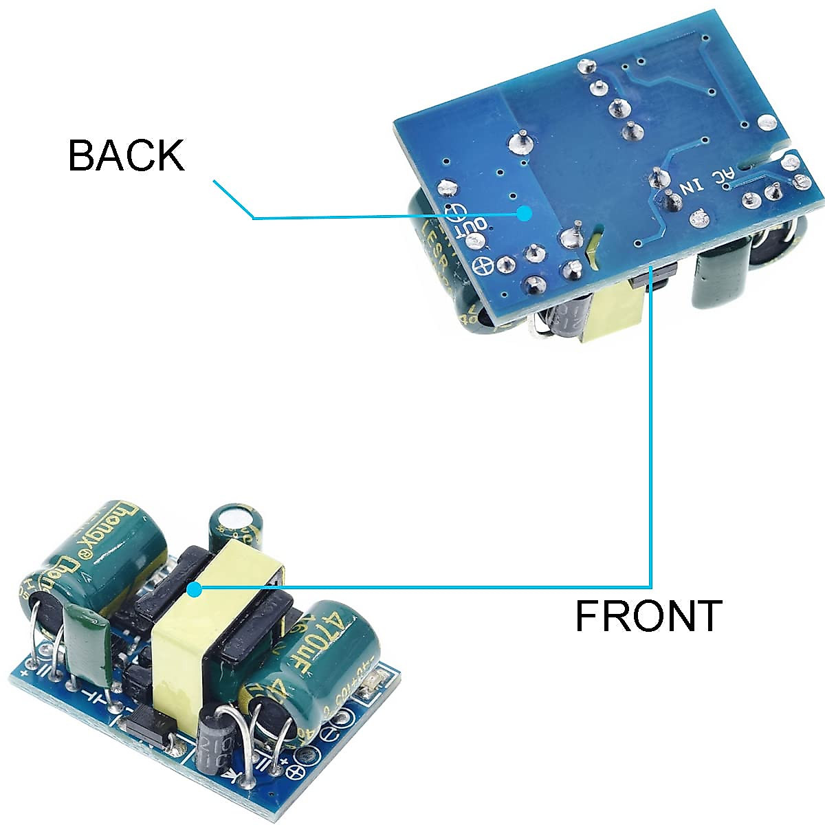 DKARDU 5 pcs AC-DC 12V 450mA Buck Module Power Supply Buck Converter Step Down Module 5.4W Transformers with red and Black Cable