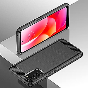 Moto G 5G Case (2022) with HD Screen Protector, MAIKEZI Non-Slip Shock-Absorption TPU Bumper, Soft Rubber Protective Cover - Black