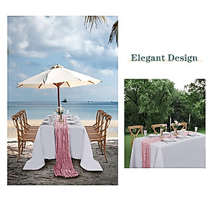 flohar 6 Pack Pink Cheesecloth Table Runner 9ft,17 x 108 inch Gauze Table Runners Rustic Romantic Wedding Runner for Wedding Bridal Shower Fall Decoration