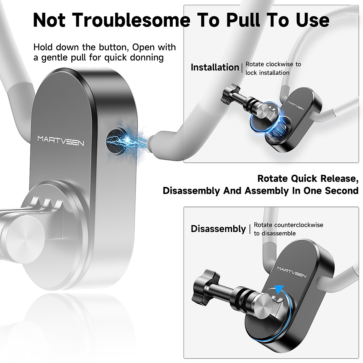 MARTVSEN "Magnetic Neck Selfie Holder Mount with Phone Clip Kit, POV View Video Vlog Selfie Hand Free Necklace Lanyard Body Strap Mount Holder for GoPro Max Hero Insta360 DJI Action iPhone Samsung