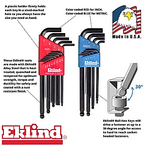 Eklind 13222 Ball-Hex L-Key allen wrench Combo- Inch / MM (2 sets 22pc), 22-piece set
