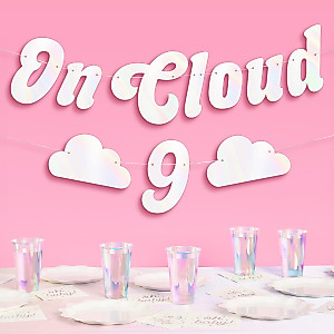 xo, Fetti On Cloud Nine Banner - White, 5 Ft. | Bachelorette Party Decorations, Bride To Be Party Supplies, Cute Baby Shower Decor, Bridal Shower, Engagement Photobooth Backdrop