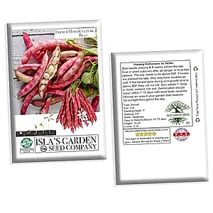 French Horticulture Bean Seeds for Planting, 50+ Heirloom Seeds Per Packet, (Isla's Garden Seeds), Non GMO Seeds, aka. Borlotti Bean, Botanical Name: Phaseolus vulgaris, Great Home Garden Gift
